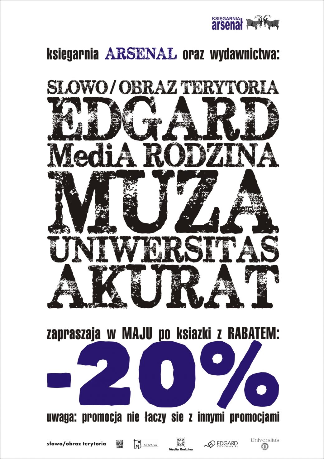 Plakat Promocja księgarnia Arsenał - 20% rabatu w maju | PORTFOLIO